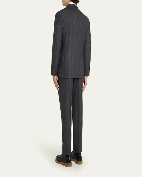 Brunello Cucinelli Virgin Wool Chalk Stripe Notch Lapel Sport Coat
