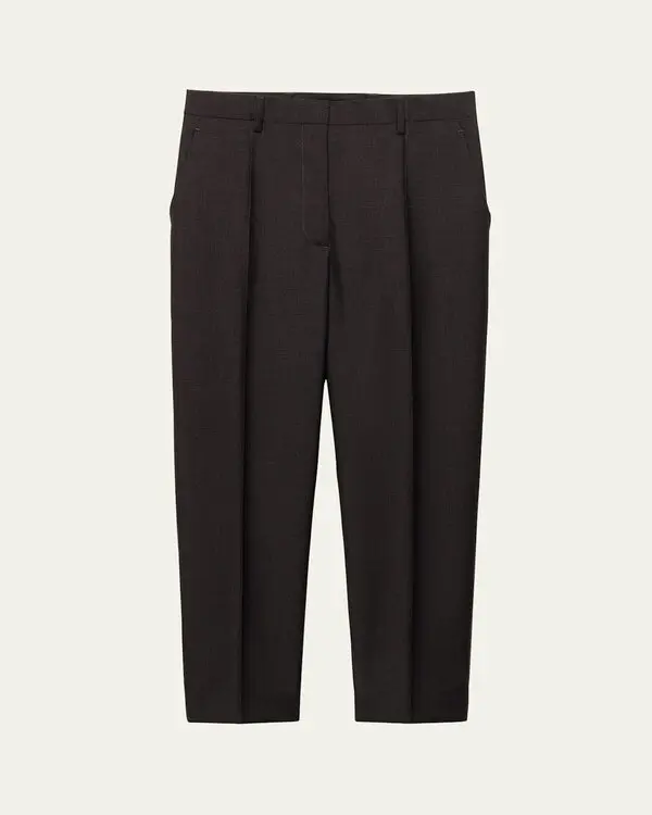 Prada Cropped Wool Check Tailored Trousers