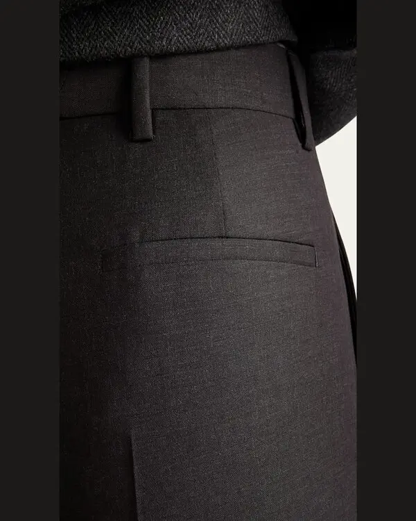 Prada Cropped Wool Check Tailored Trousers