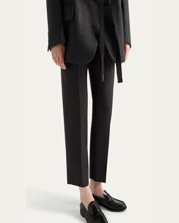 Prada Cropped Wool Check Tailored Trousers
