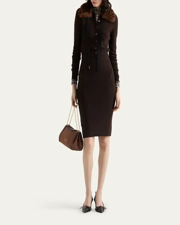 Prada Stretch Knit Pencil Skirt - Moro