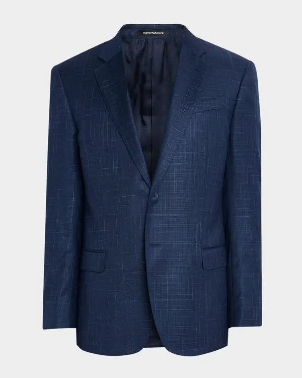 Emporio Armani G Line Melange Notch Lapel Sport Coat - Solid Medium Blue