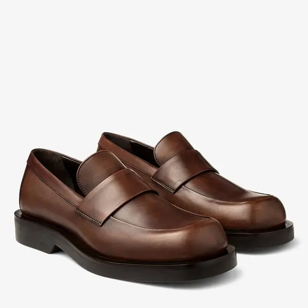 JIMMY CHOO Burnished Leather Loafers
