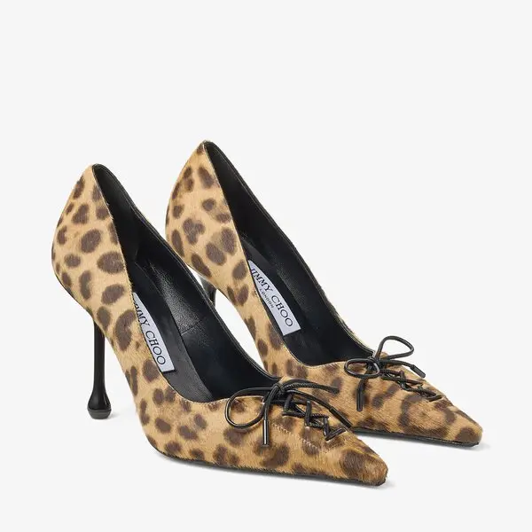 JIMMY CHOO Scarlett 95 Leopard Print Pony Pumps