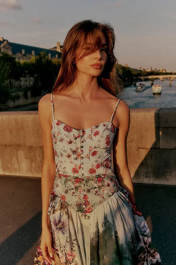 the muse basque-waist midi dress Women Lace Basque Empire Waist - Wild Fable 100% Polyester Heavens Above Off-Shoulder Basque Waist