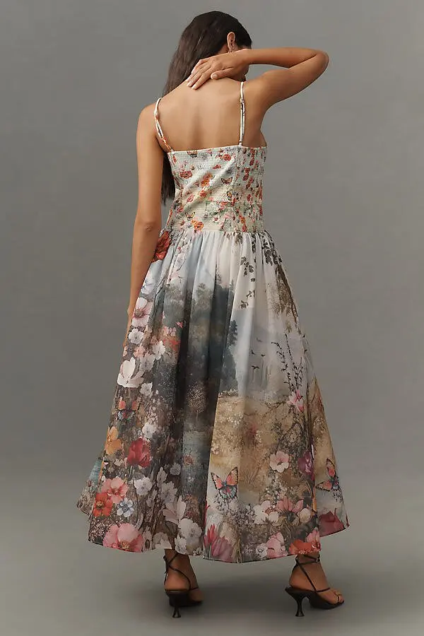 Anthropologie The Muse Basque-waist Midi Dress