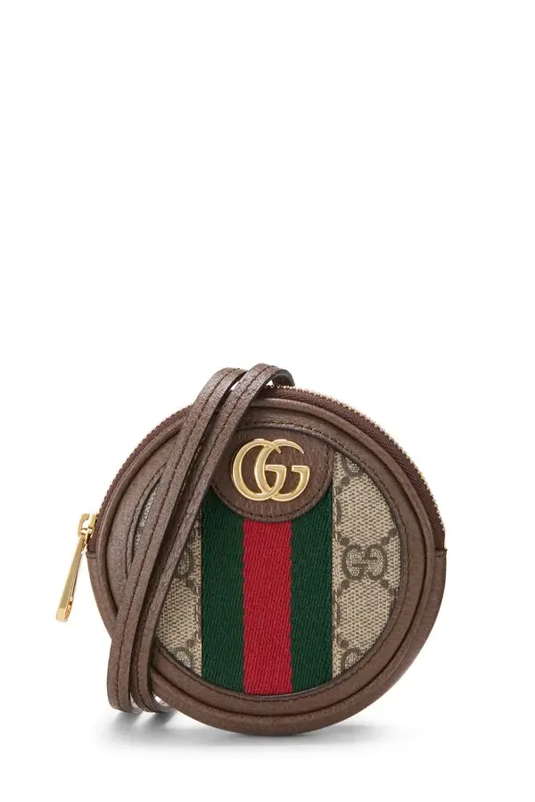 Gucci Original Gg Supreme Ophidia Round Coin Purse - Brown