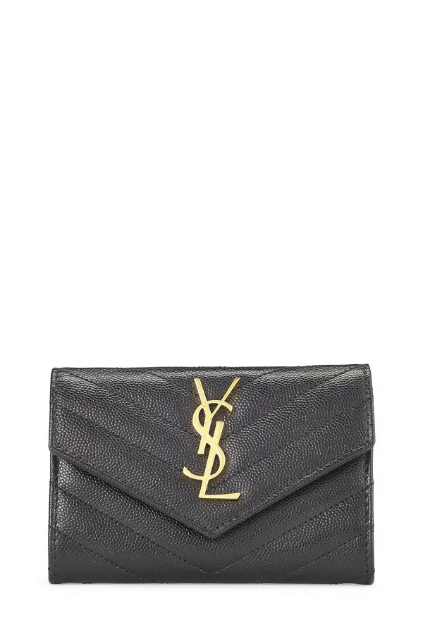 Saint Laurent Grained Calfskin Envelope Wallet - Black