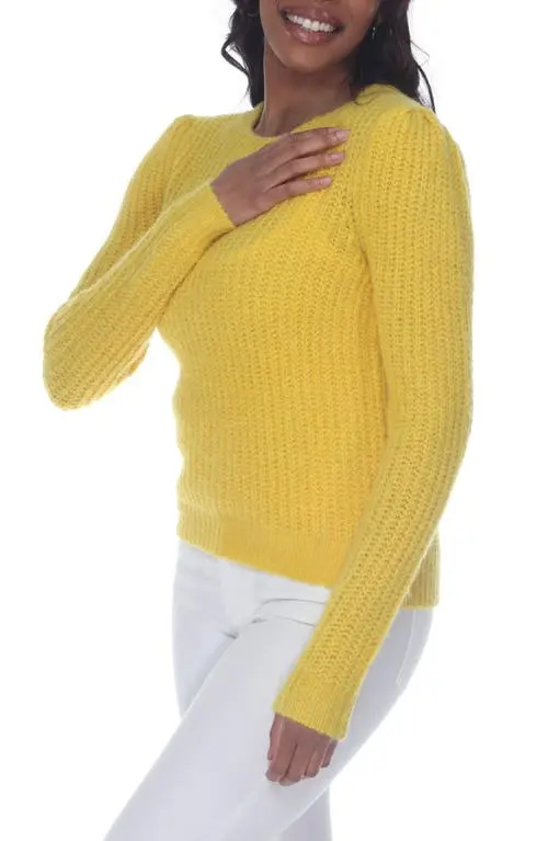 RAIN AND ROSE Ribbed Crewneck Sweater - Yellow