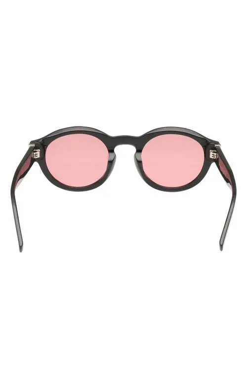 Abercrombie 49mm Round Sunglasses - Shiny Black /rose Lens