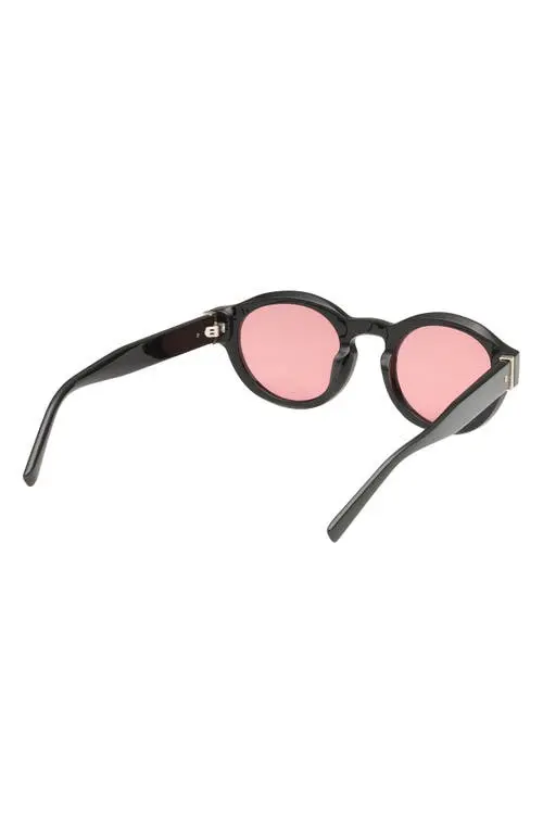 Abercrombie 49mm Round Sunglasses - Shiny Black /rose Lens