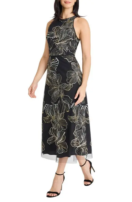 Maggy London Embroidered Sleeveless Evening Dress