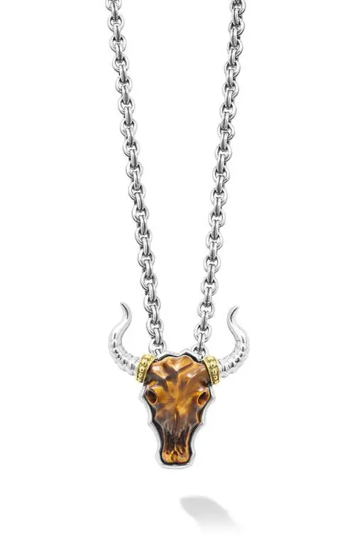 Lagos Anthem Bull Pendant Necklace - Tigers Eye