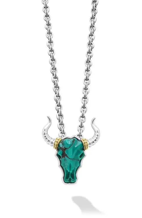 Lagos Anthem Bull Pendant Necklace - Turquoise
