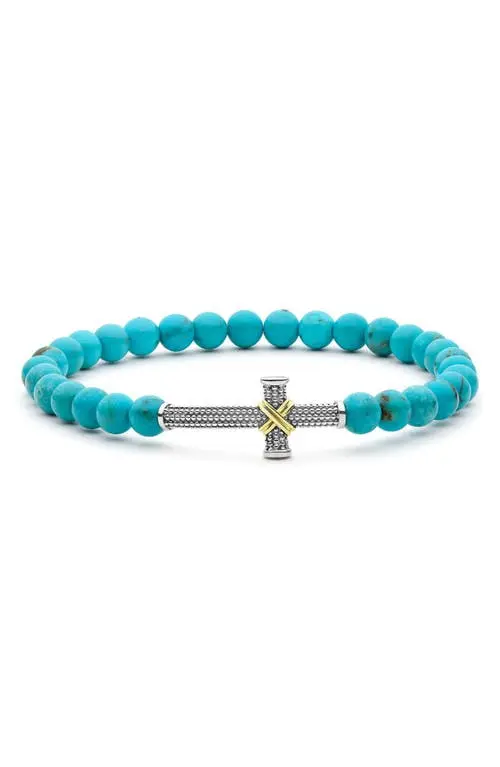 Lagos Anthem Cross Turquoise Beaded Bracelet - Silver