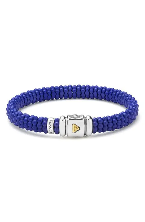 Lagos Anthem Ceramic Caviar Beaded Bracelet - Silver Blue
