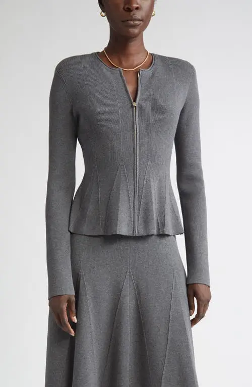 St. John Rib Knit Peplum Jacket