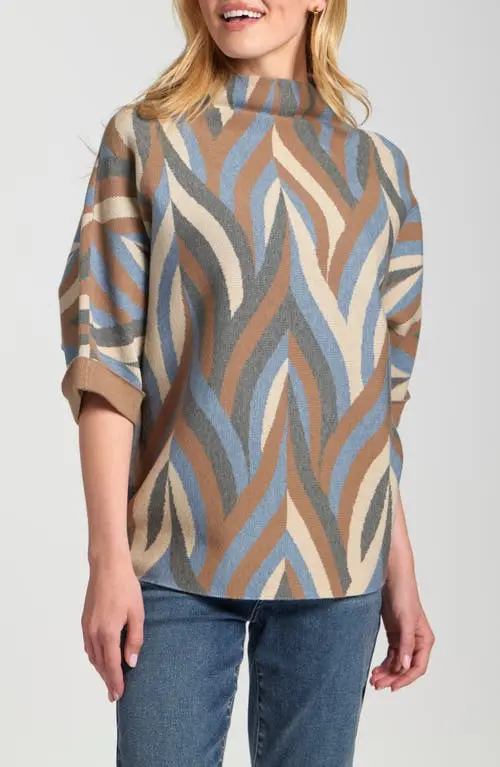APNY Interlacing Lines Cowl Neck Sweater