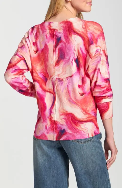 APNY Berry Marble Print Stretch-knit Sweater