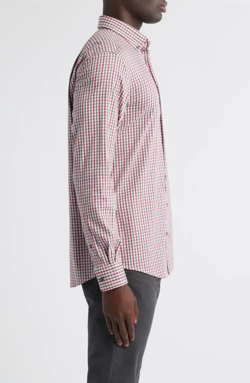 Johnnie-o Kirtland Check Stretch Button-down Shirt - Malibu Red