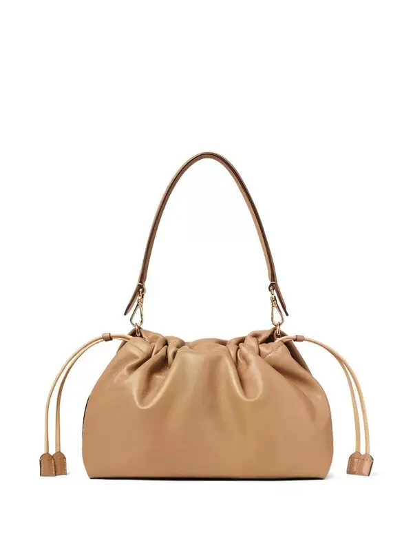 Fendi Nappa Leather Drawstring Tote Bag - Brown