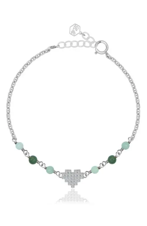 LA MENO Wild Heart Jade Bracelet - Silver/jade