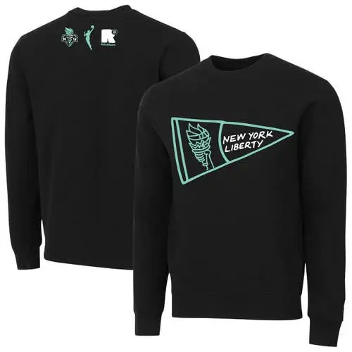 ROUND21 New York Liberty Pennant Crewneck Pullover Sweatshirt - Black