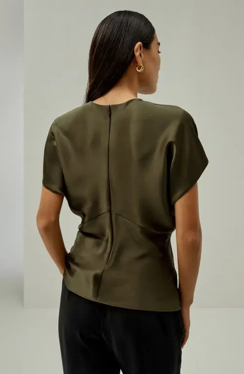 Lilysilk Short Batwing Sleeve Silk Contour Top