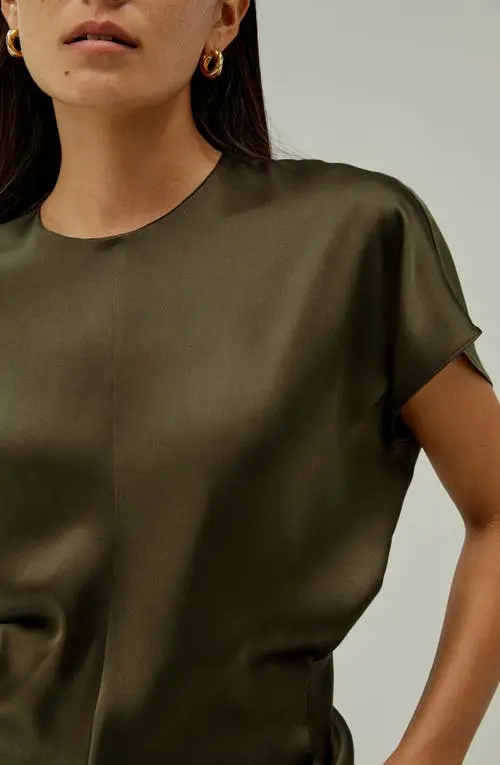 Lilysilk Short Batwing Sleeve Silk Contour Top