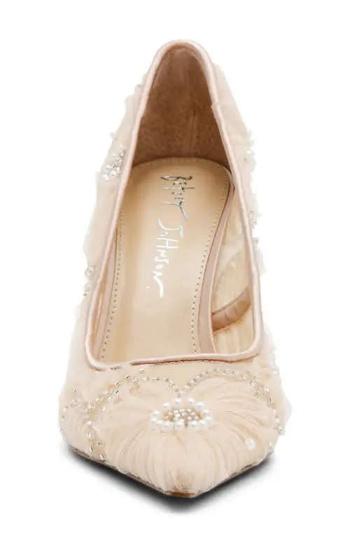 Betsey Johnson Roxie Beaded Flower Pump - Beige