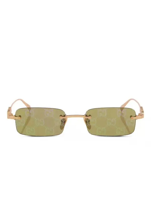 Gucci Gg-logo Rimless Sunglasses - Gold