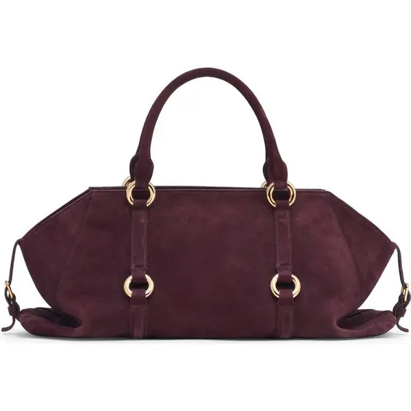 Alexander McQueen Medium Farringdon Leather Satchel - Oxblood/gold
