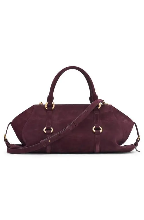 Alexander McQueen Medium Farringdon Leather Satchel - Oxblood/gold
