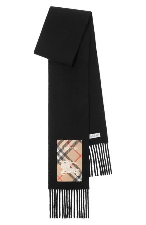Burberry Reversible B Shield Cashmere Scarf - Black/sand