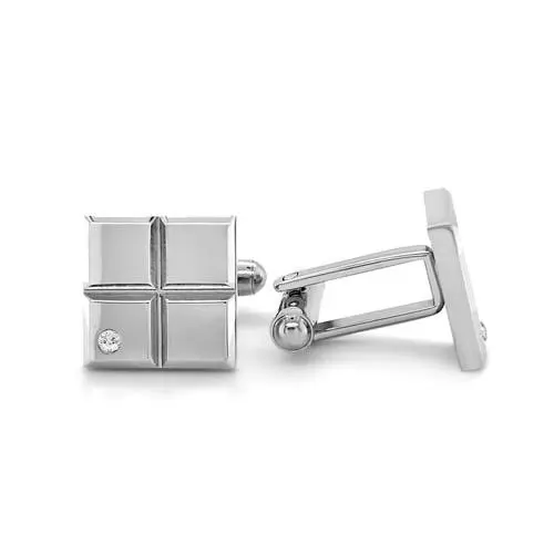 ANNA ZUCKERMAN Ventana Square Cufflinks - White Diamond Crystalline