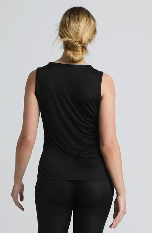 LANDS' END Petite Silk Interlock Thermal Tank Top Base Layer - Black