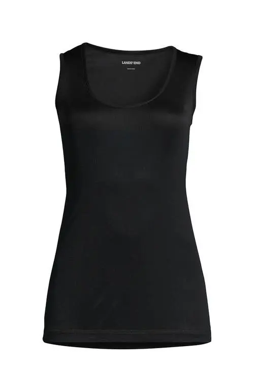LANDS' END Petite Silk Interlock Thermal Tank Top Base Layer - Black