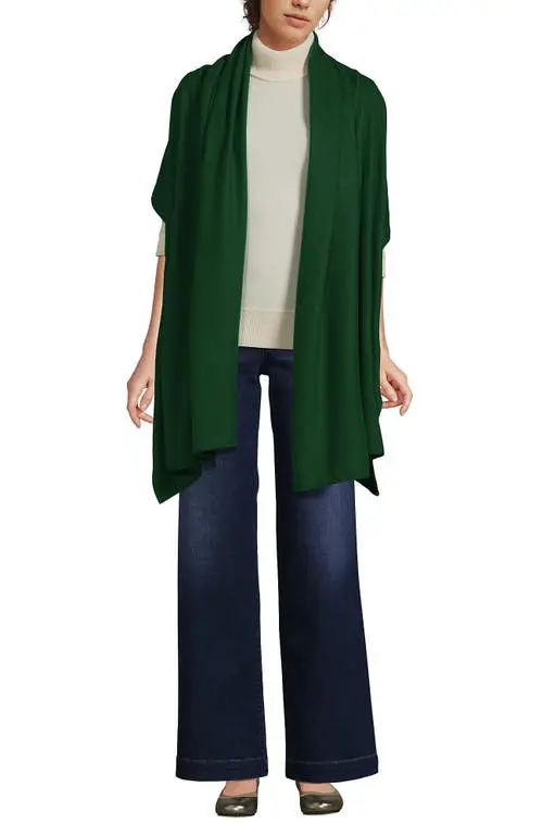 LANDS' END Cashtouch Shawl Wrap - Light Emerald