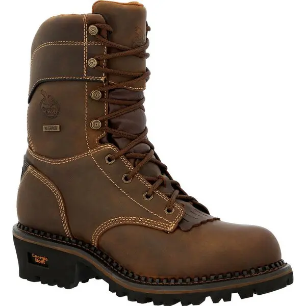 GEORGIA BOOT Amp Lt Logger Composite Toe Insulated Waterproof Work Boots - Brown
