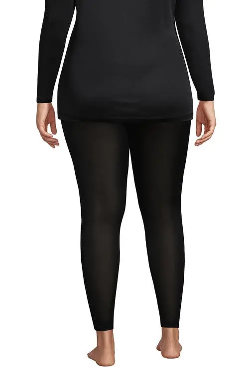 LANDS' END Silk Interlock Long Underwear Leggings Pants - Black