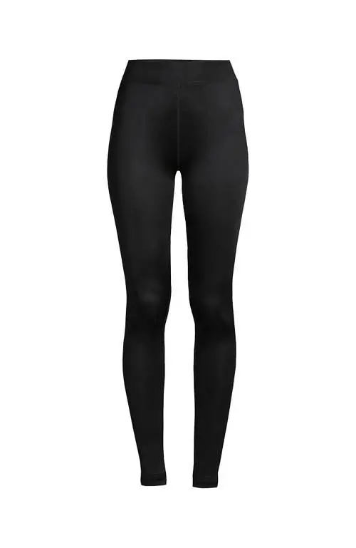 LANDS' END Silk Interlock Long Underwear Leggings Pants - Black