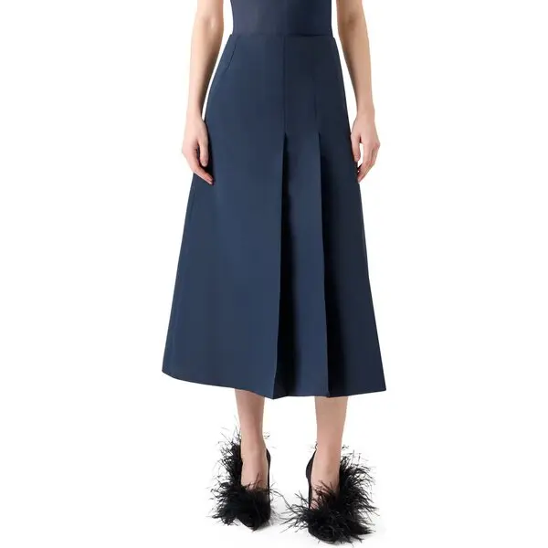 Akris Pleated Silk Ottoman Midi Skirt