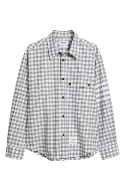 Thom Browne Oversize 4-bar Gingham Check Flannel Button-up Shirt
