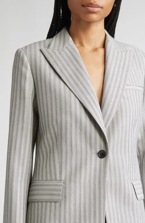 Partow Bow Textured Stripe Virgin Wool Blazer