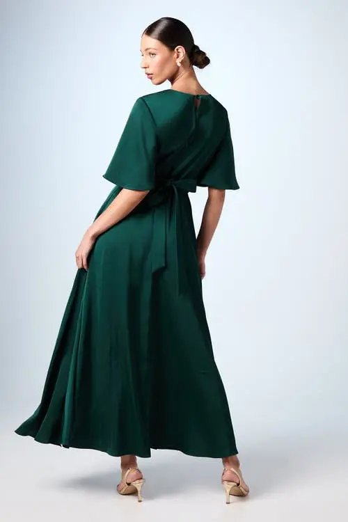 Coast Wrap Satin Maxi Bridesmaids Dress