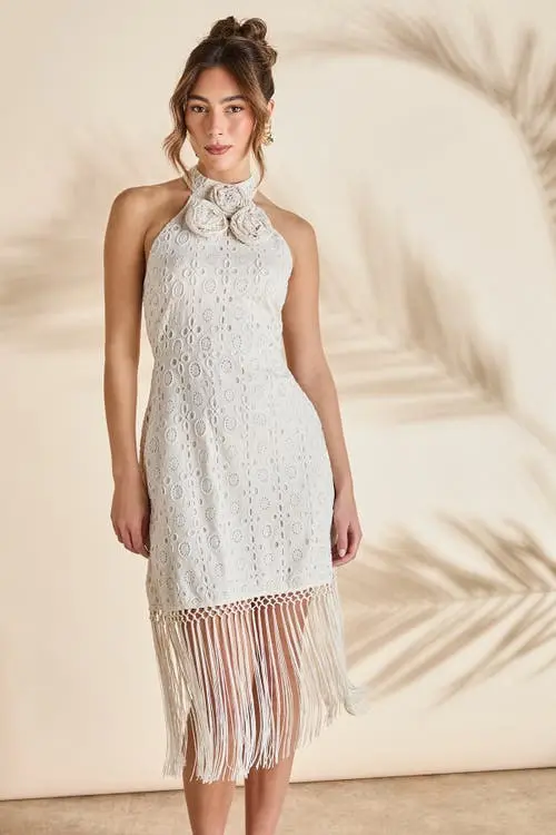 halter fringe dress Dolce & Gabbana Pink Smocked Poplin Halter Mini Dress main image 0