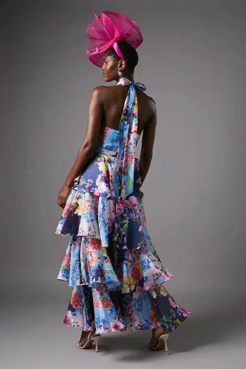 Coast Halterneck Floral Print Tiered Maxi Dress