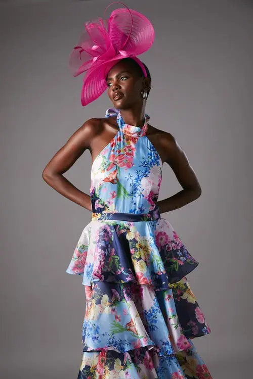 Coast Halterneck Floral Print Tiered Maxi Dress