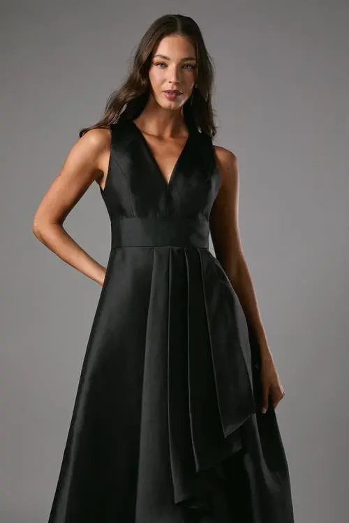 Coast Petite Plunge Waterfall Maxi Dress - Black