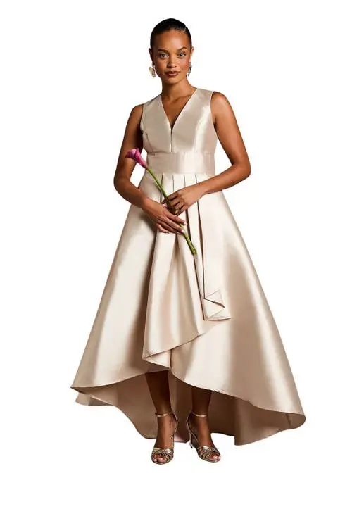 Coast Petite Plunge Waterfall Maxi Dress - Champagne